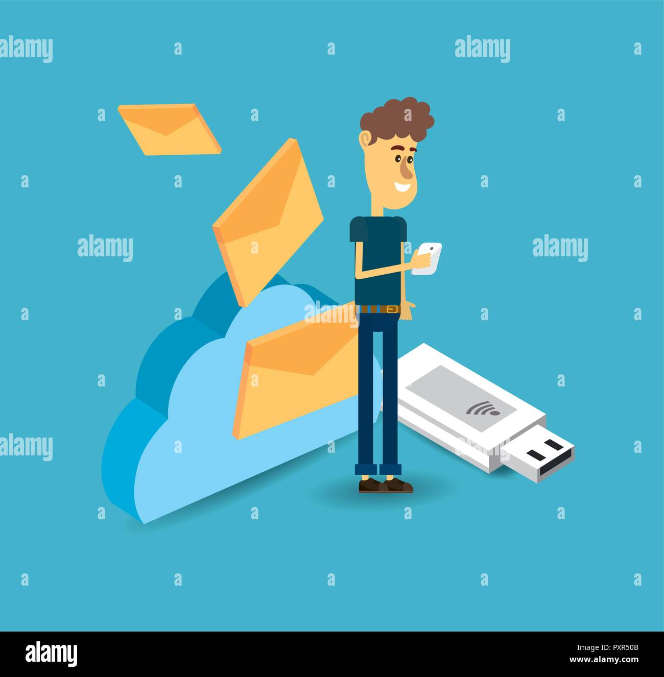 cloud storage cartoon Stock Vector Image & Art - Alamy