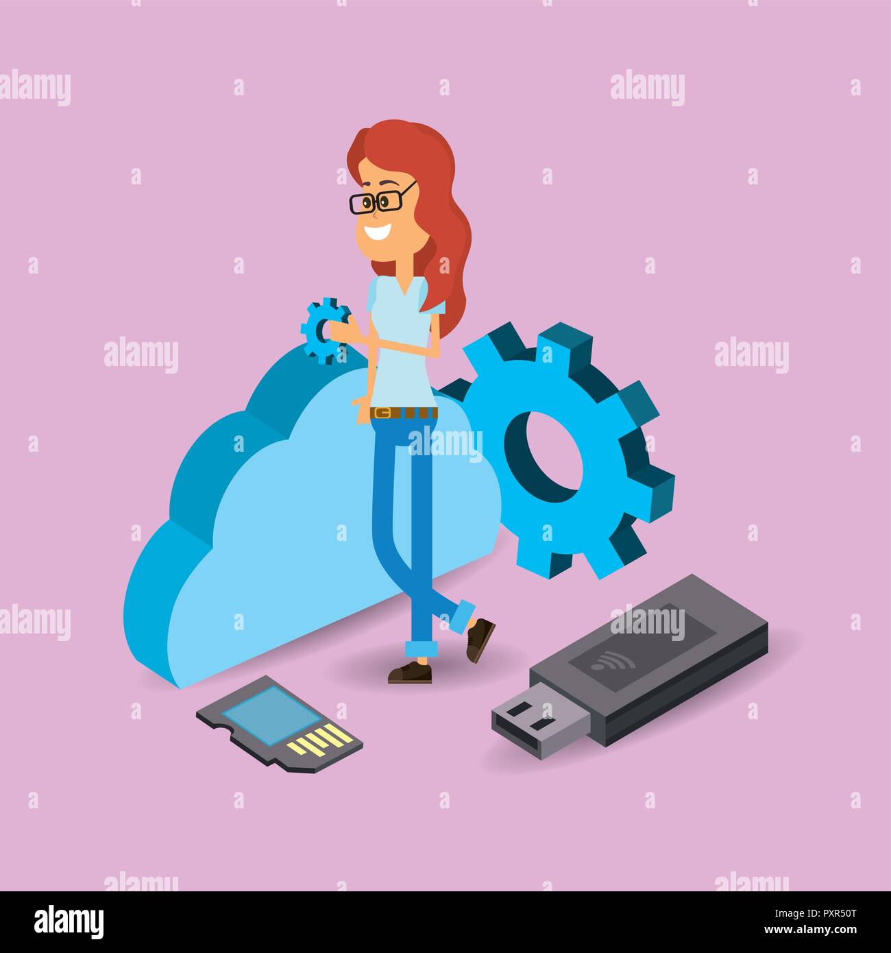 cloud storage cartoon Stock Vector Image & Art - Alamy