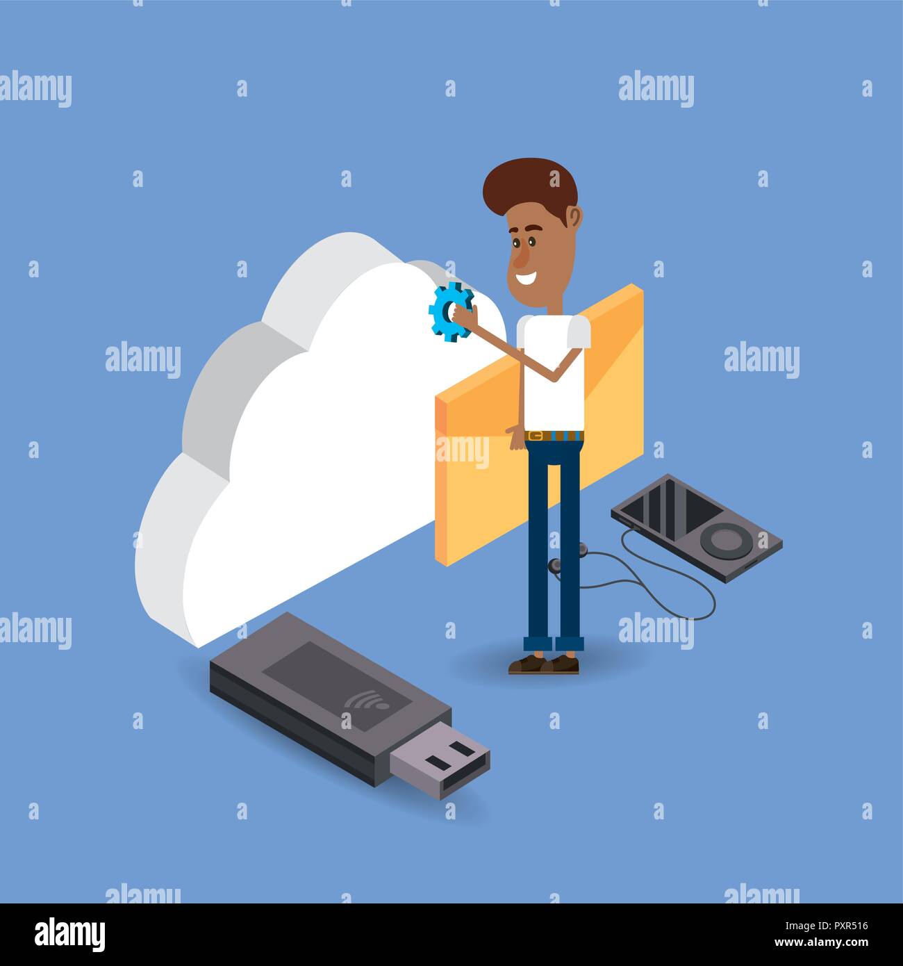 cloud storage cartoon Stock Vector Image & Art - Alamy