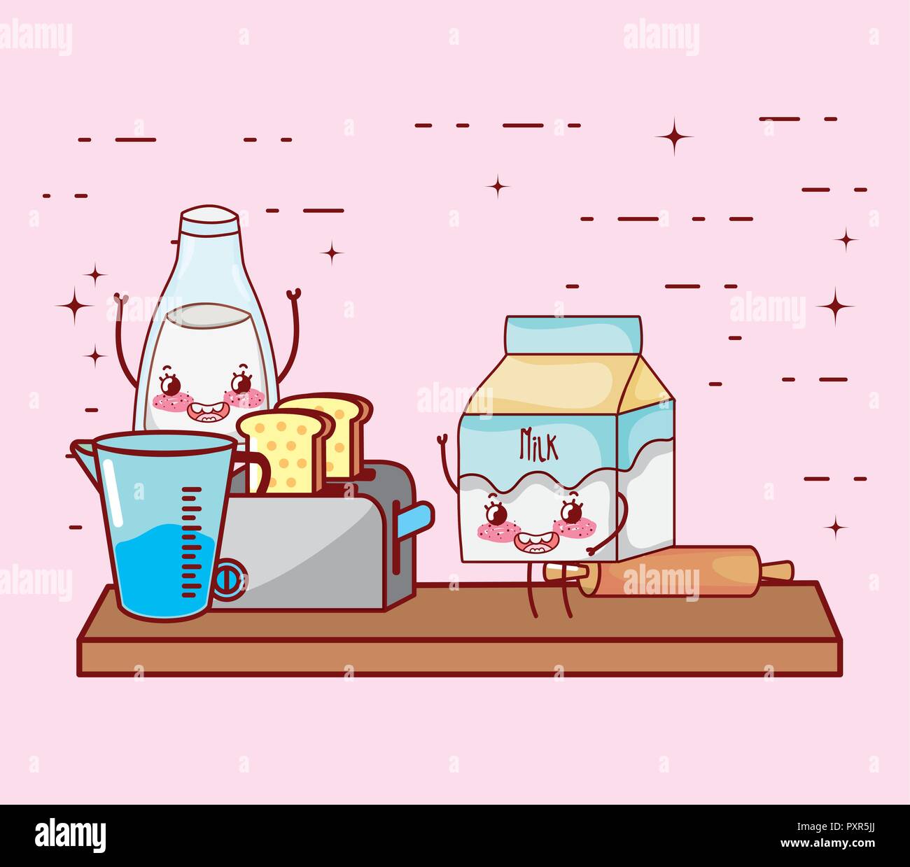 kitchen items cartoon kawaii cartoon Stock Vector Image & Art - Alamy