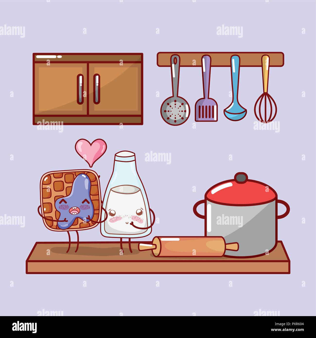 kitchen items cartoon kawaii cartoon Stock Vector Image & Art - Alamy