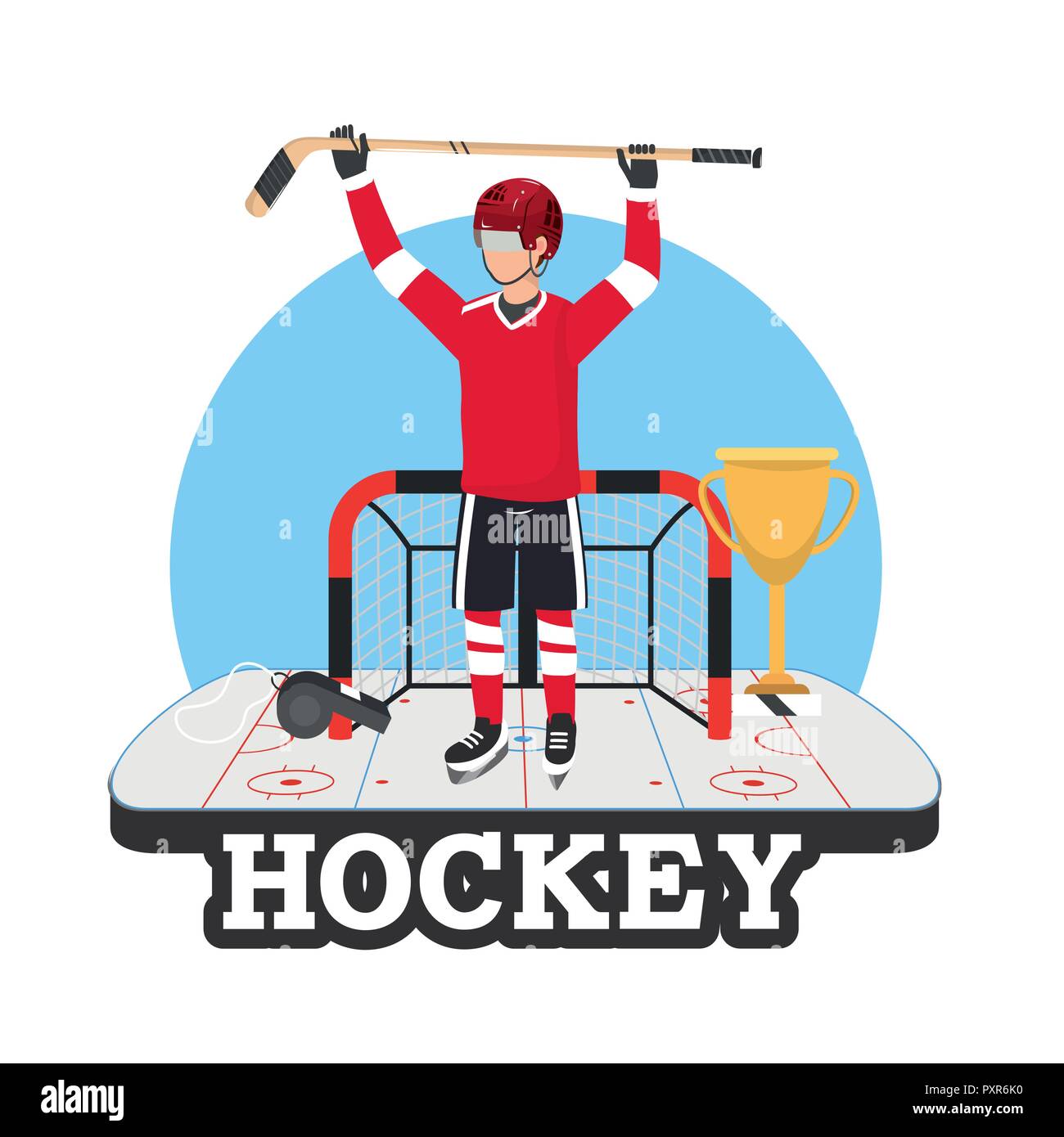 professional hockey player with stick and goal Stock Vector Image & Art ...