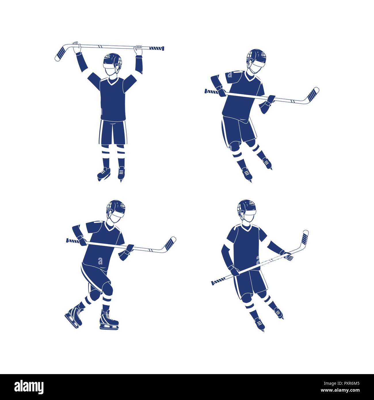 set hockey player with professional uniform and equipment Stock Vector ...