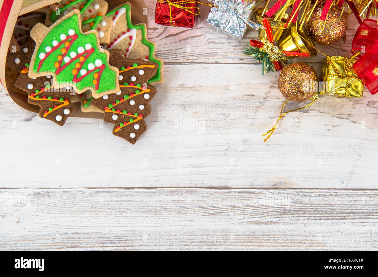 Beautiful Christmas composition and decoration with baked Christmas ...