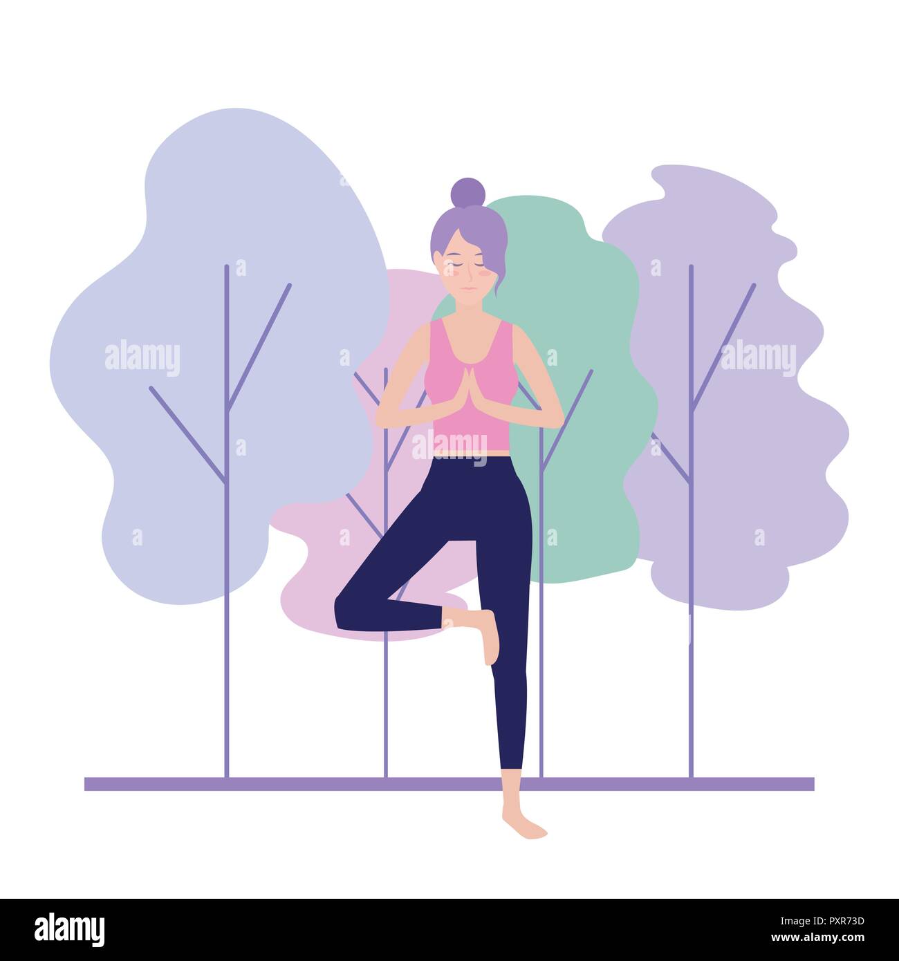 relax woman doing exercise posture Stock Vector Image & Art - Alamy