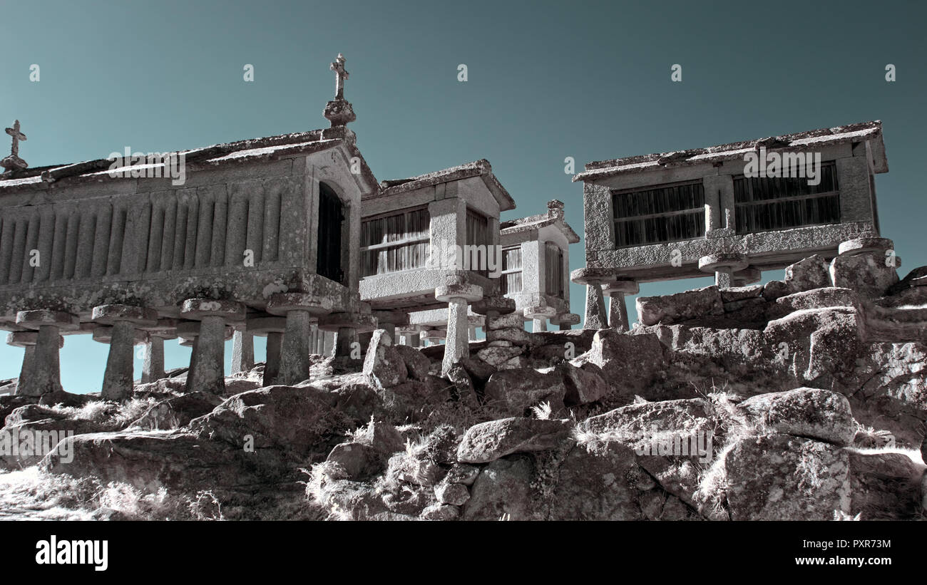 Espigueiros - old stone barns - from Lindoso, a mountain village from ...
