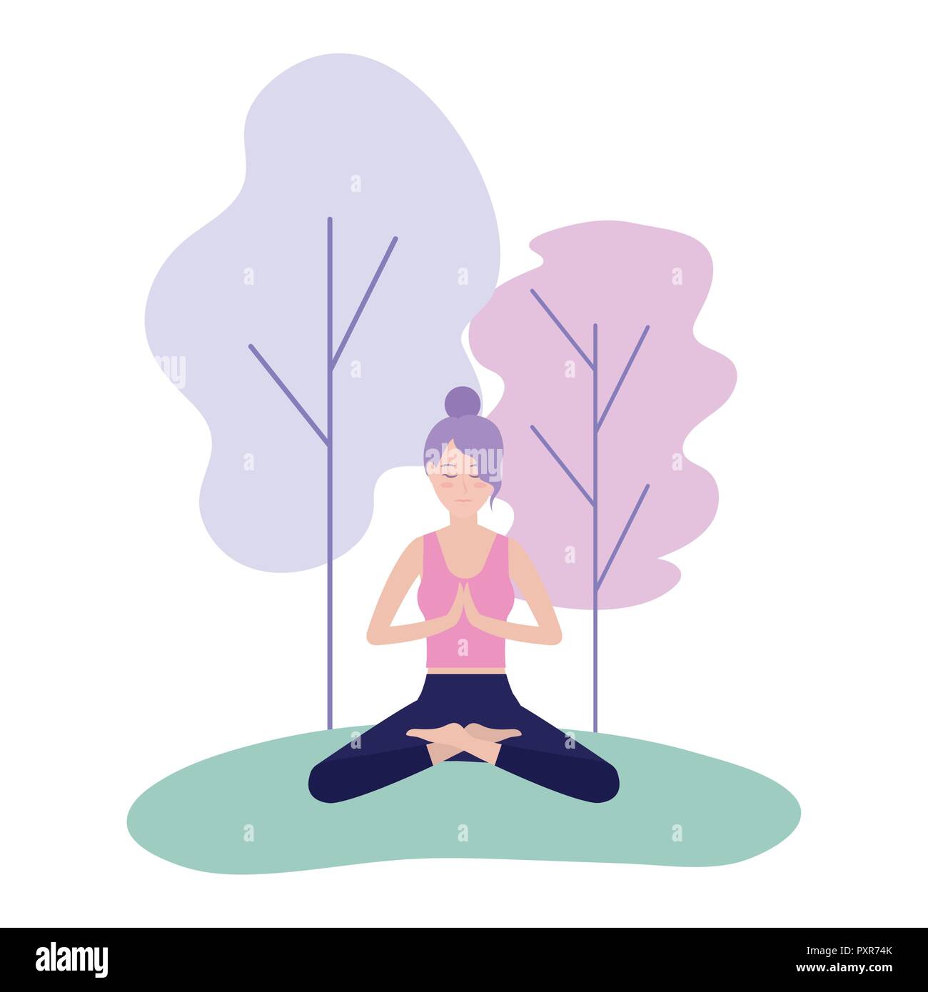 woman doing yoga concentration harmony Stock Vector Image & Art - Alamy