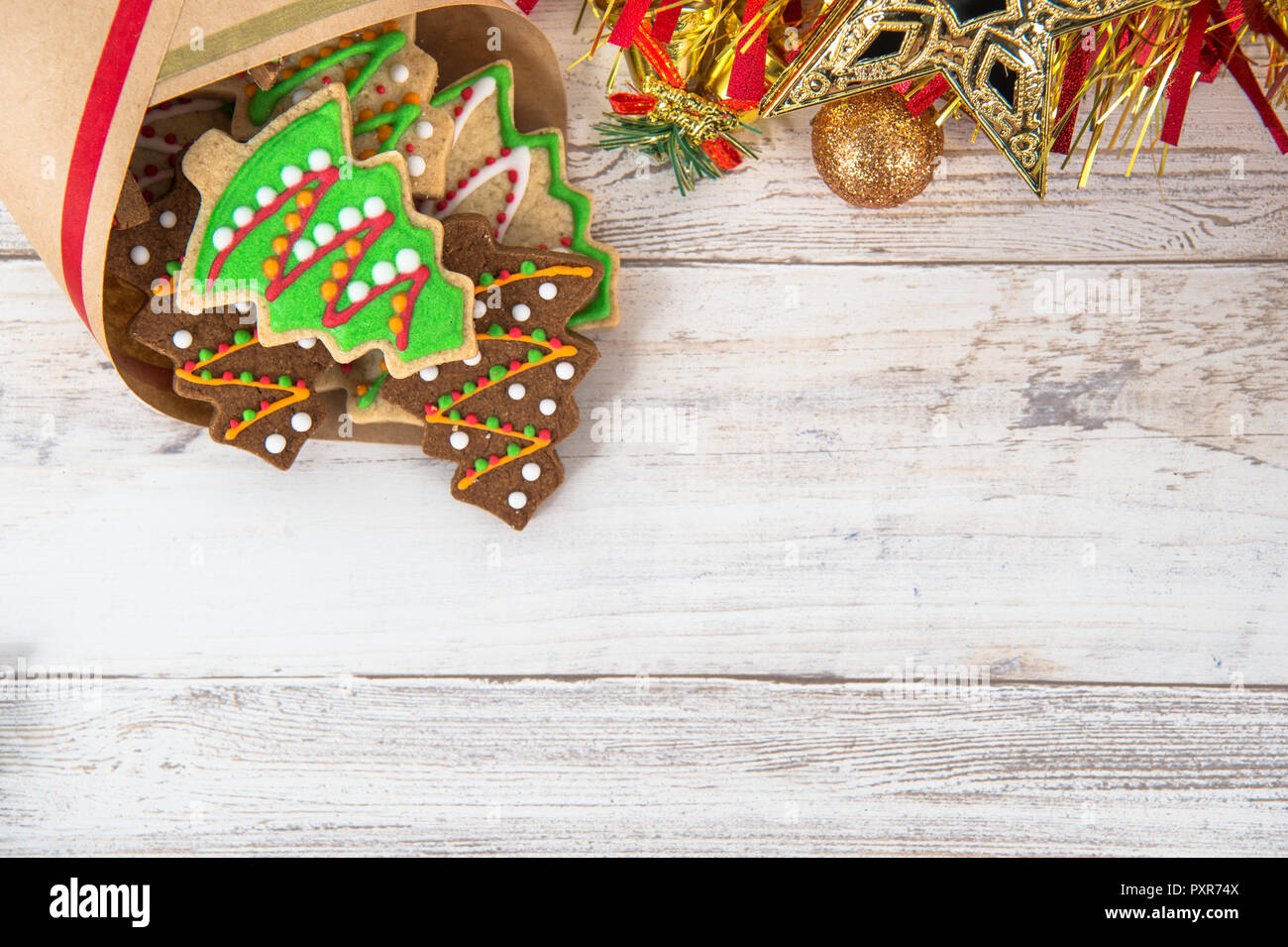 Beautiful Christmas composition and decoration with baked Christmas ...