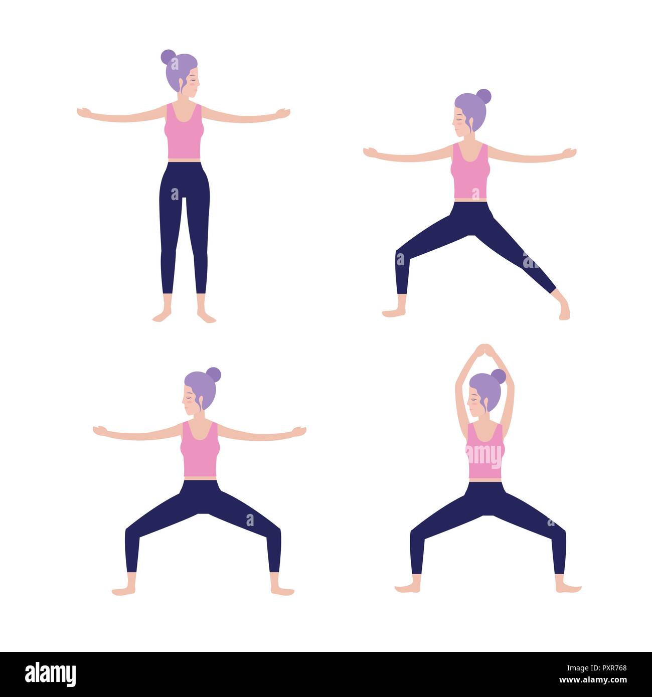 set woman practice exercise balance position Stock Vector Image & Art ...