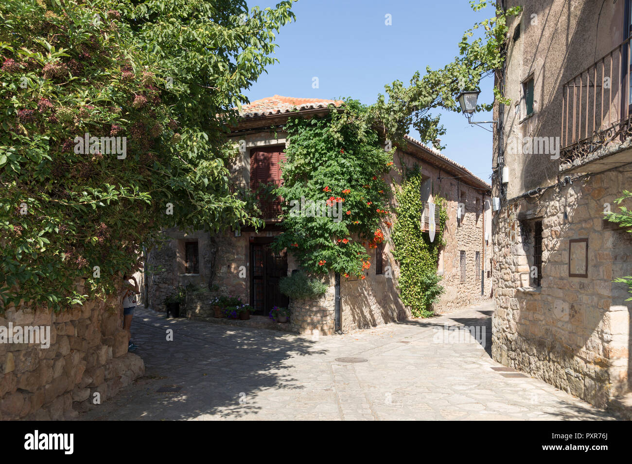 street that arrives at a crossroads, a street goes out on either side ...