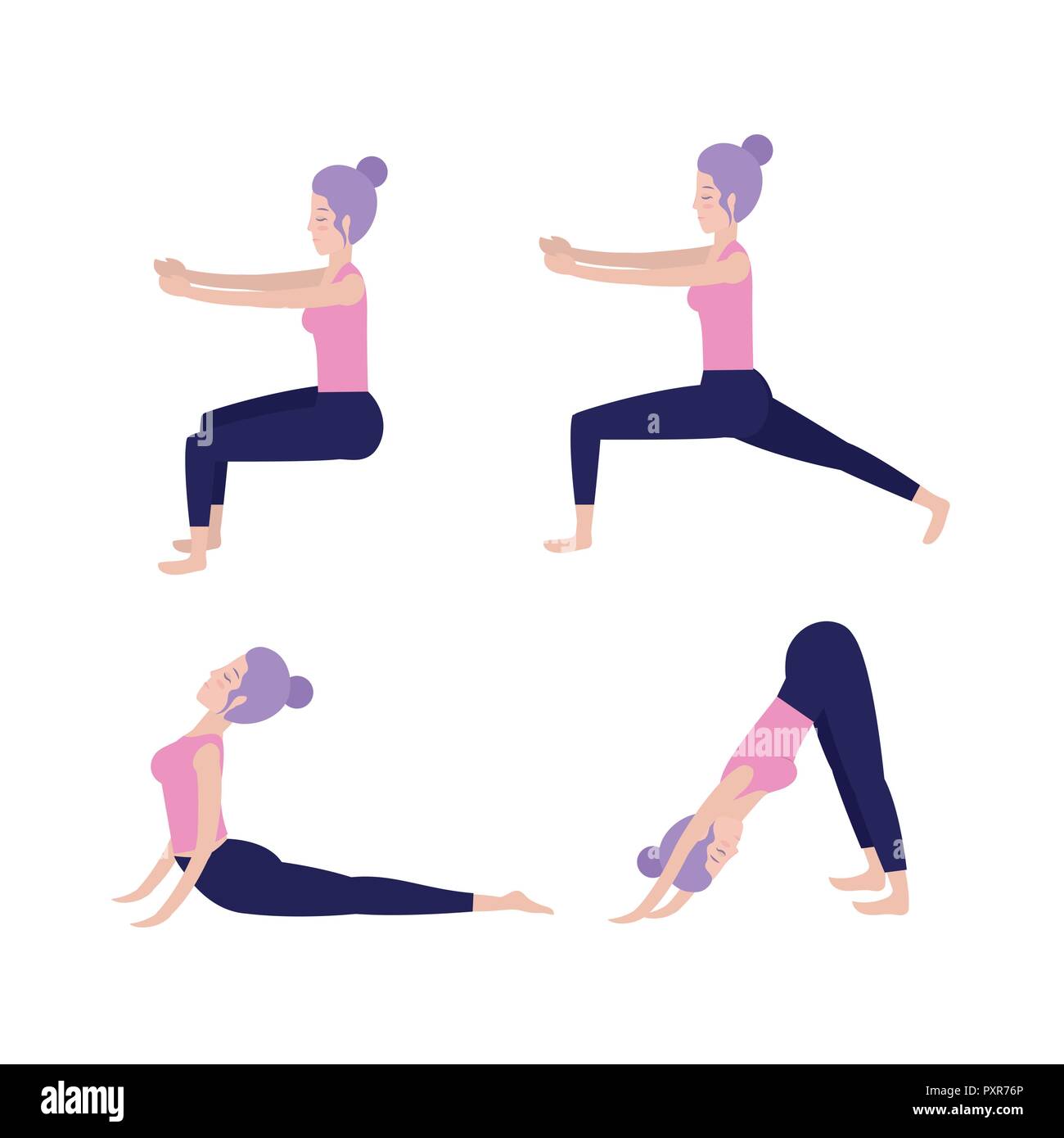 set woman doing exercise posture Stock Vector Image & Art - Alamy
