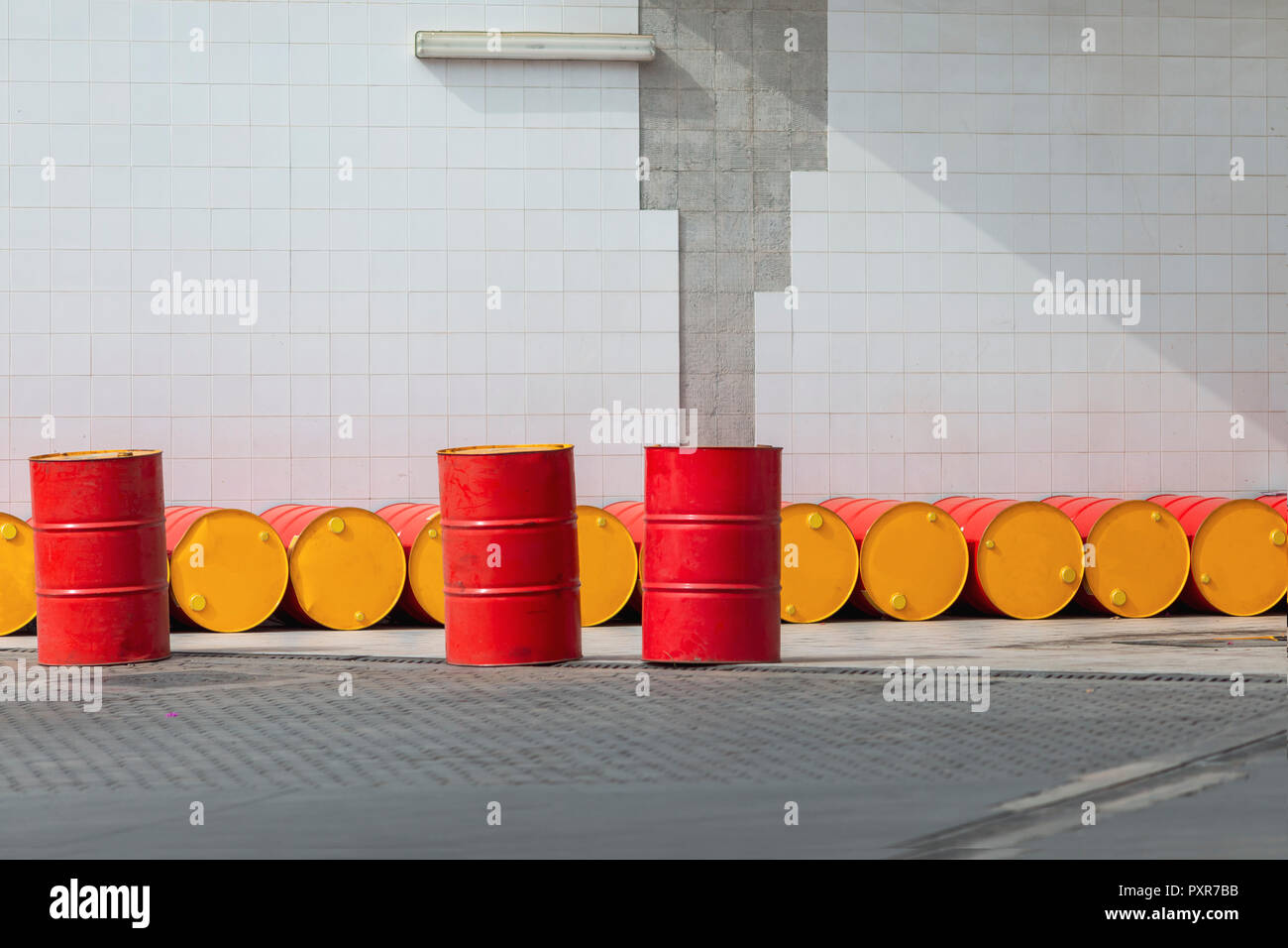 Row oil drums hi-res stock photography and images - Alamy