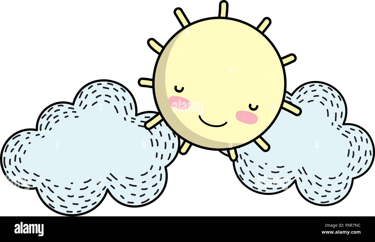 Sun and clouds drawing cartoon Stock Vector Image & Art - Alamy