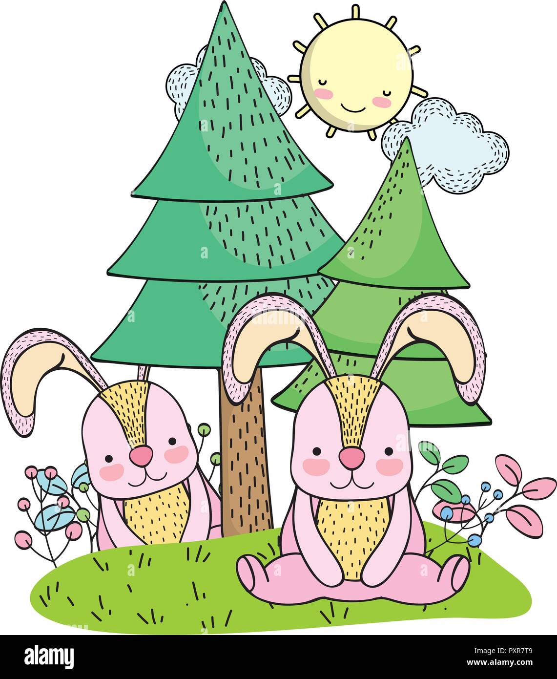 Rabbits wild animals cartoon Stock Vector Image & Art - Alamy