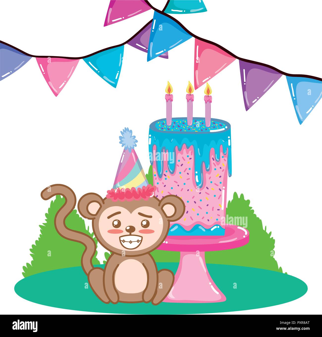 Birthday animal cartoon Stock Vector Image & Art - Alamy