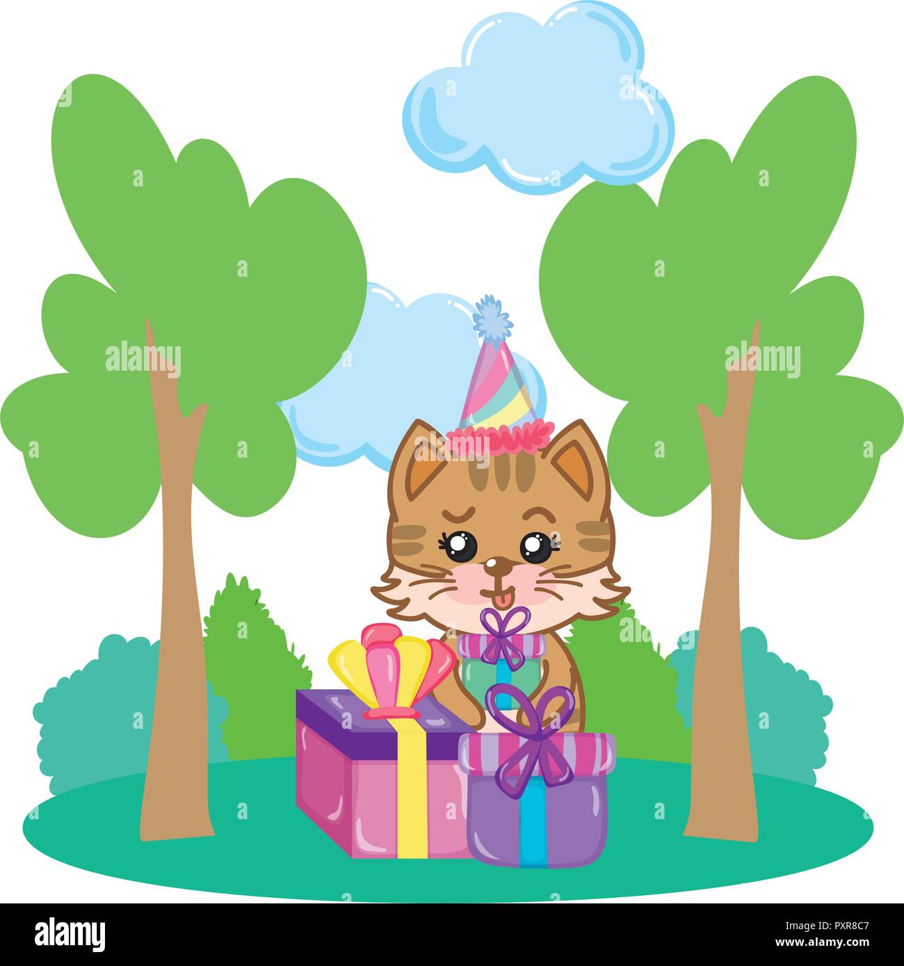 Birthday animal cartoon Stock Vector Image & Art - Alamy
