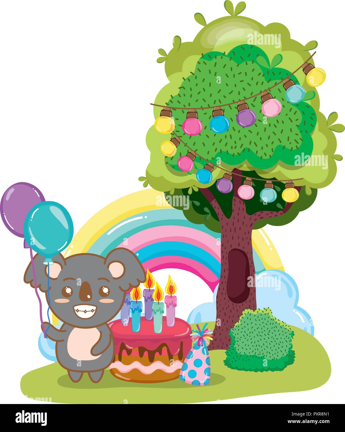 Birthday animal cartoon Stock Vector Image & Art - Alamy