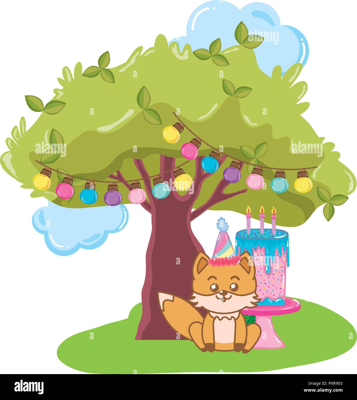 Birthday animal cartoon Stock Vector Image & Art - Alamy