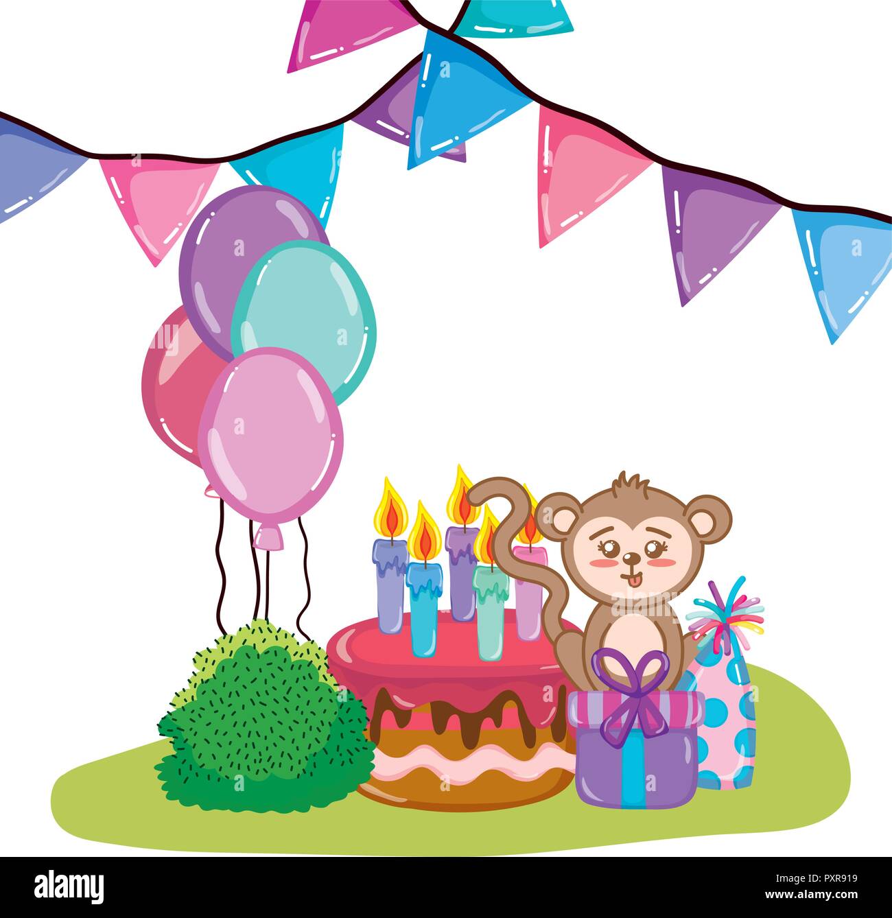 Birthday animal cartoon Stock Vector Image & Art - Alamy