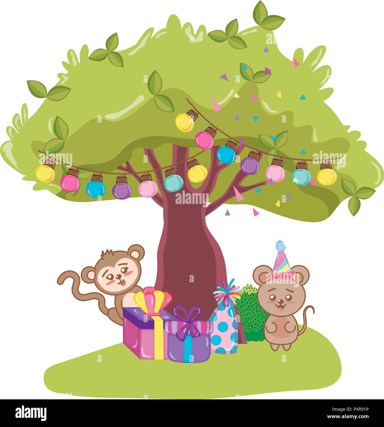 Birthday animal cartoon Stock Vector Image & Art - Alamy