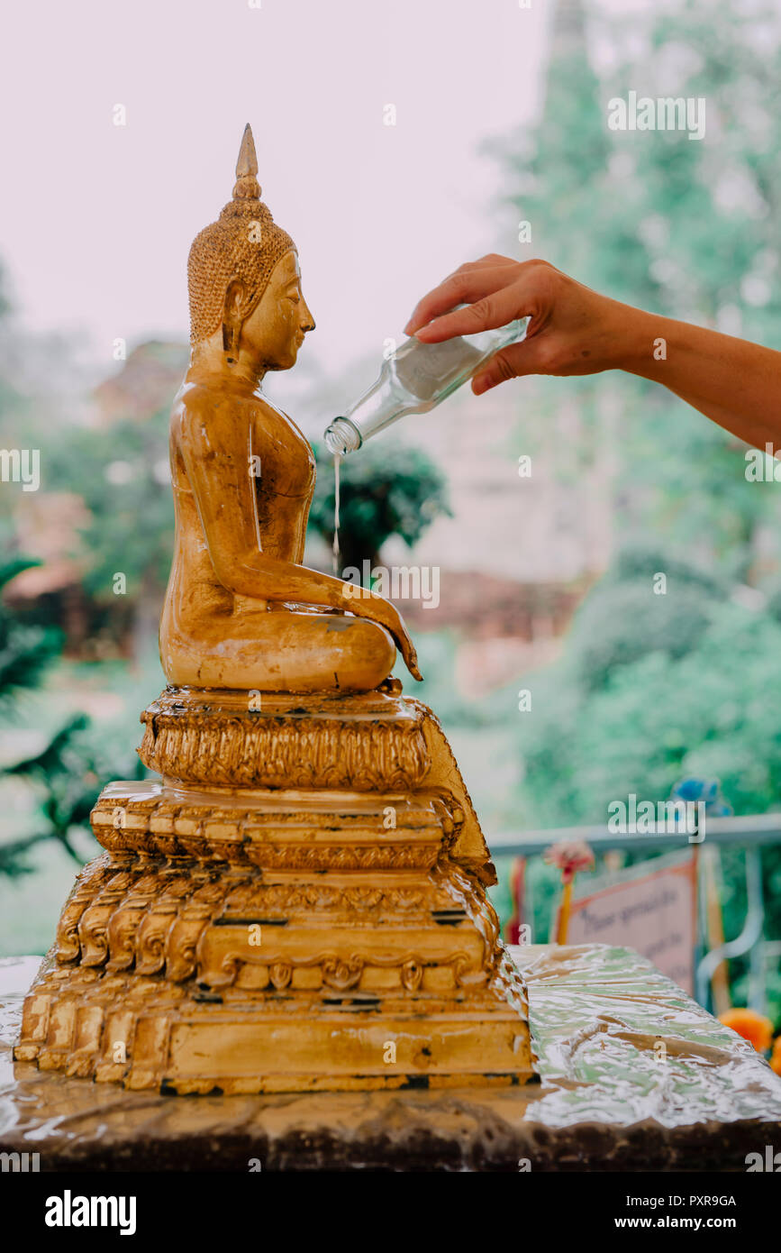 Faithful people bathing statue buddha sacred herbal liquid hi-res stock ...