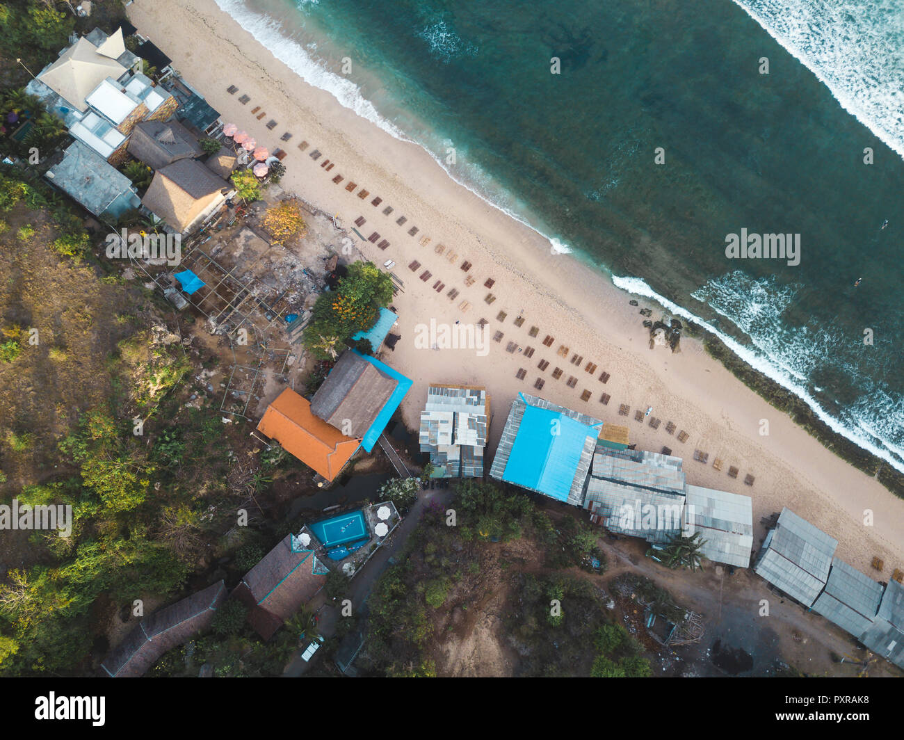Indonesia, Bali, Aerial view of Balangan beach from above Stock Photo ...