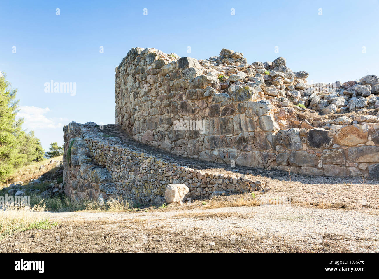 Greece, Peloponnese, Argolis, Tiryns, ancient city, ramp in front of ...