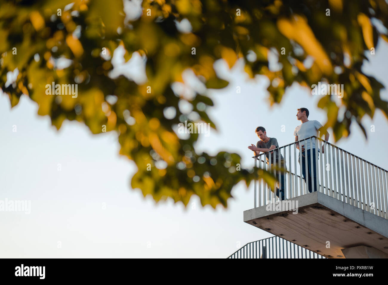 Two friends standing observation platform hi-res stock photography and ...