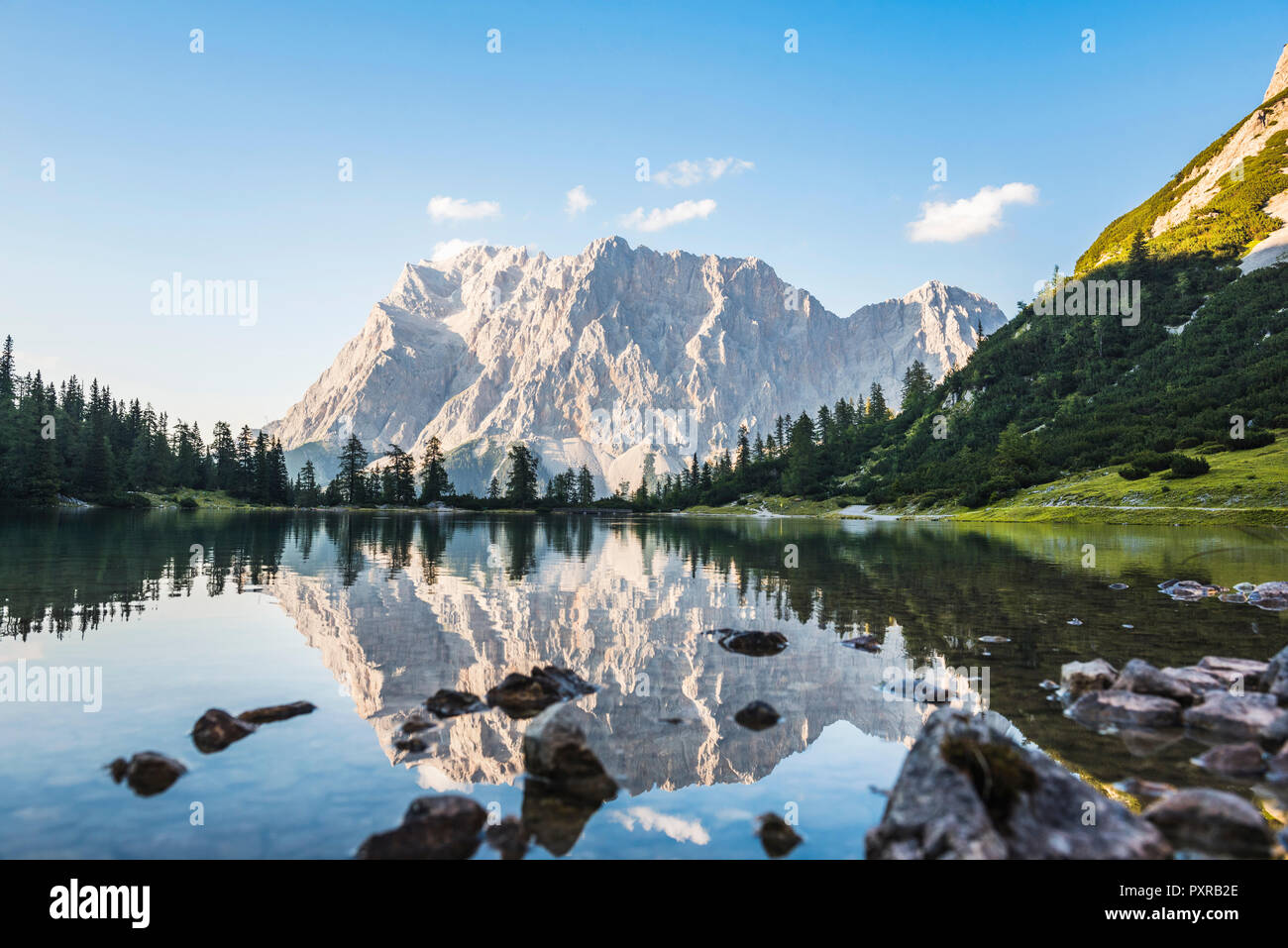 Austria, Tyrol, Lake Seebensee in summer Stock Photo - Alamy