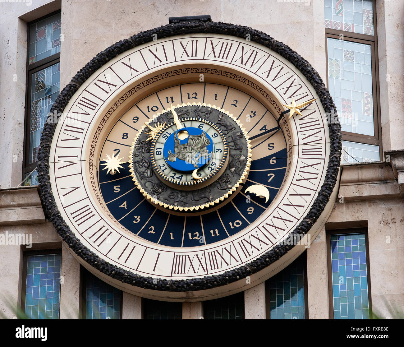 Georgia, Adjara, Batumi, astronomical clock at the former National Bank ...