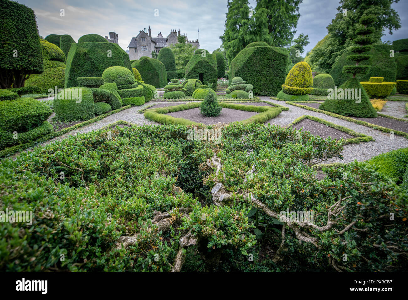 Geometric pathways among Levens Hall , Kendal, Cumbria , UK Stock Photo ...