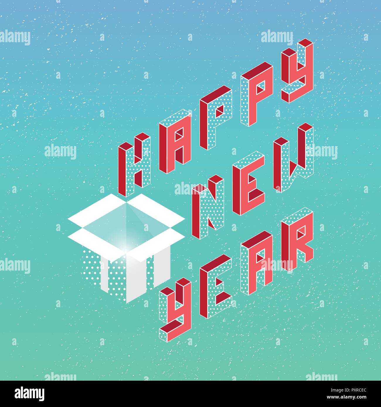 Isometric happy new year greeting card, stock vector Stock Vector Image ...