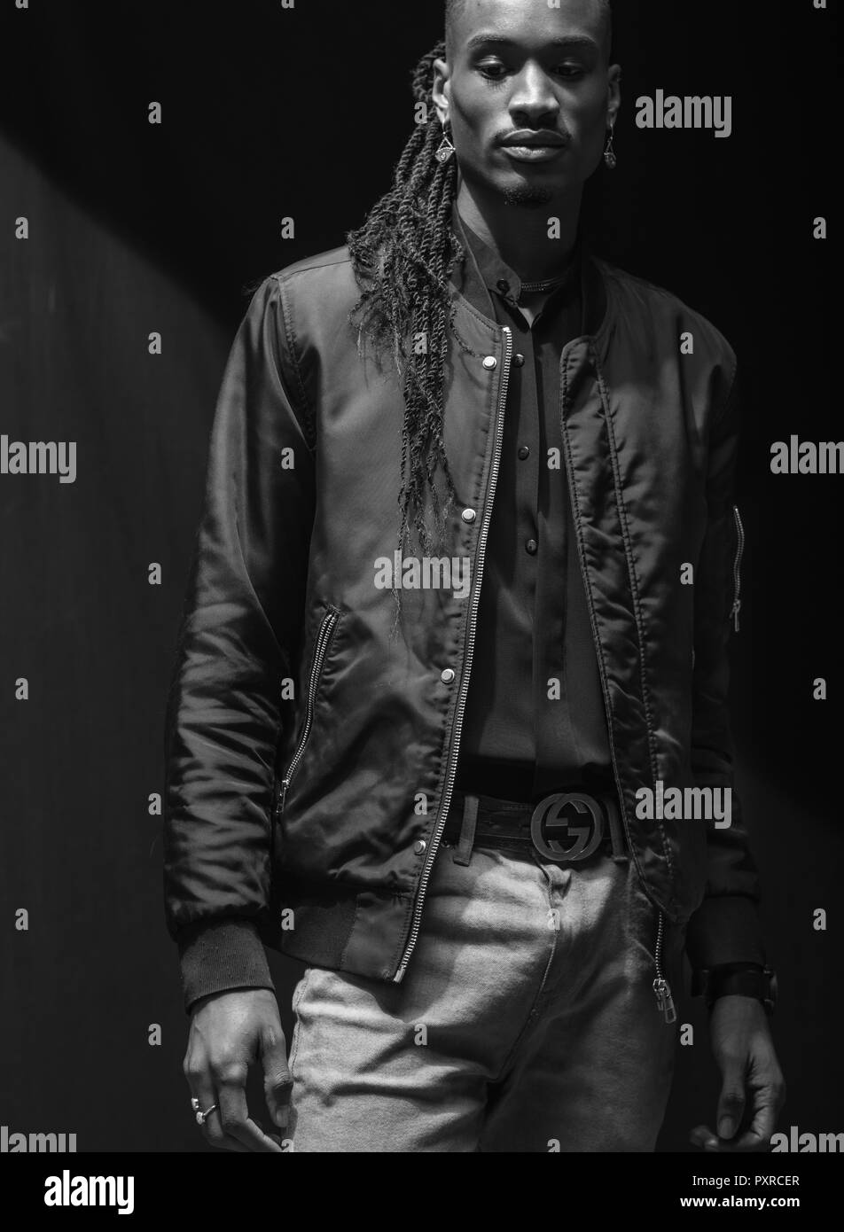 Advertising, editorial images of black male modeling street-stye ...