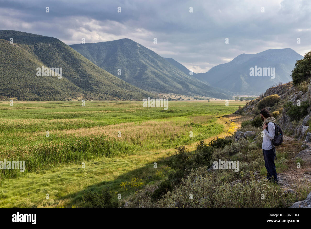 Greece, Peloponnese, Corinthia, Stymfalia, Ancient plateau, Lake ...