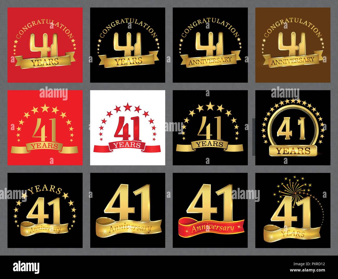 Set of number forty-one (41 years) celebration design. Anniversary ...