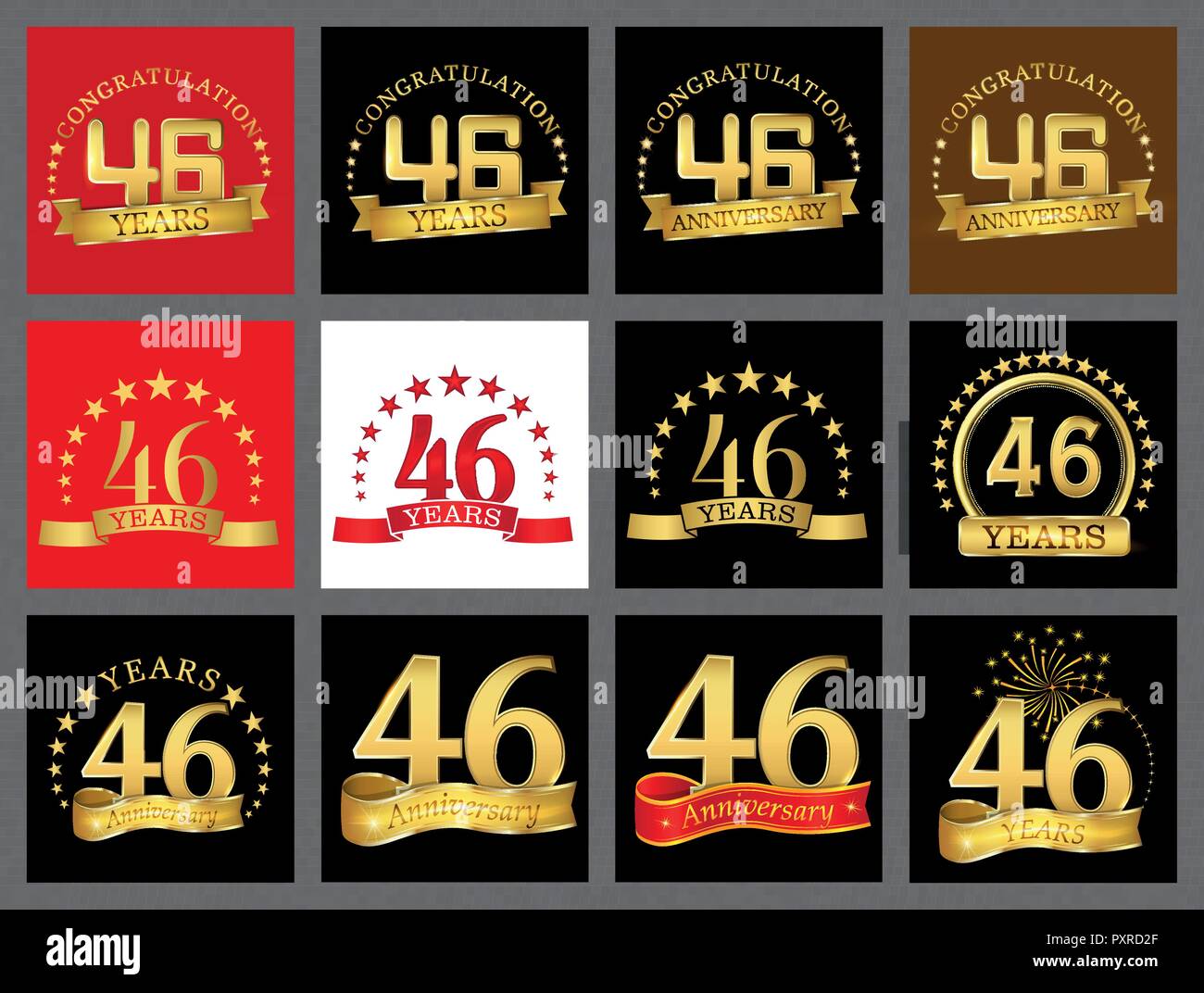 Set of number forty-six (46 years) celebration design. Anniversary ...