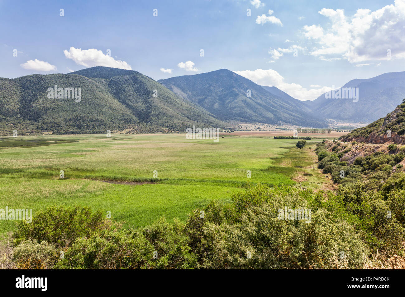 Greece, Peloponnese, Corinthia, Stymfalia, Ancient plateau, Lake ...