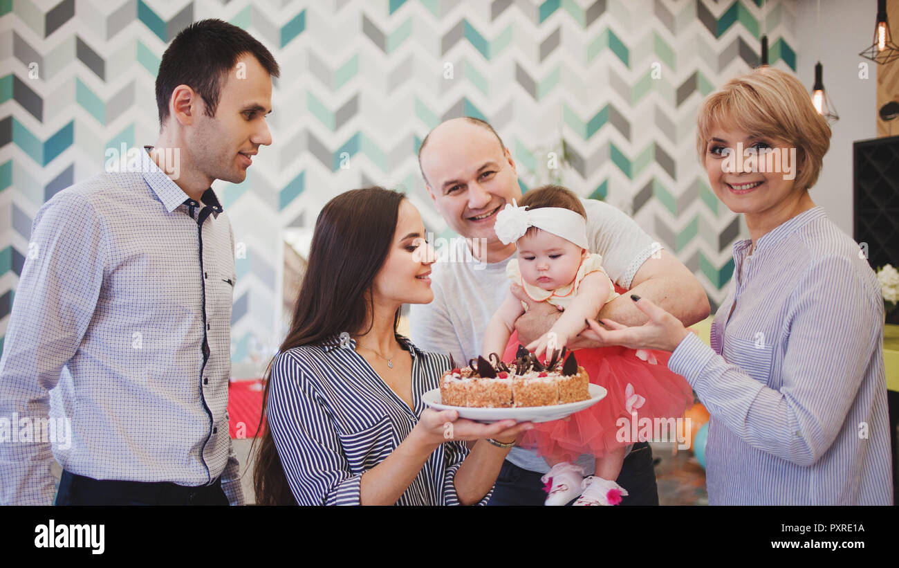 Family dinner. Family receives guests, a festive meeting. family serves ...
