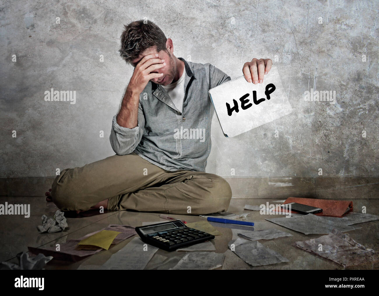 Worried man asking help hi-res stock photography and images - Alamy