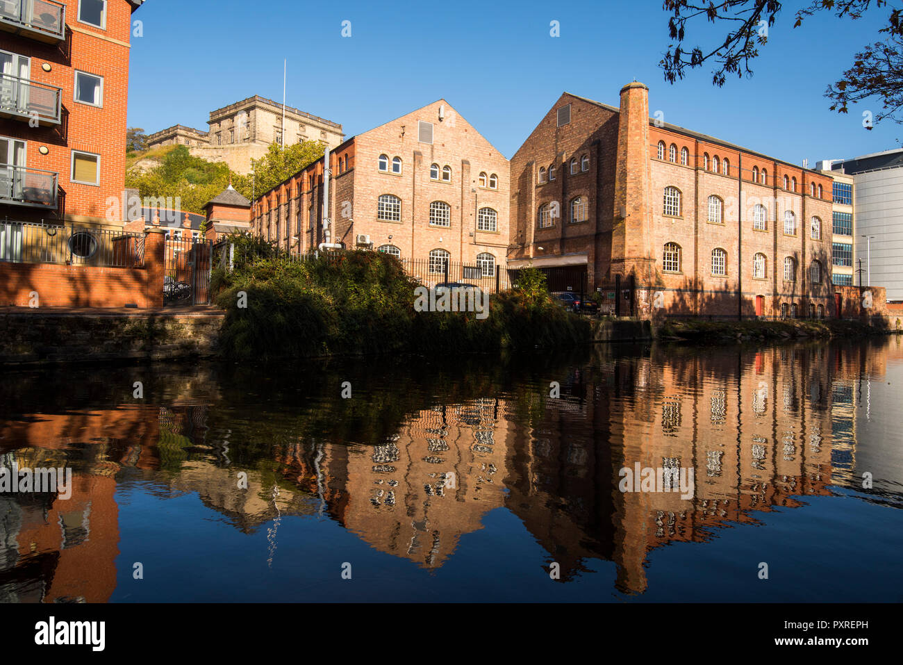 Canalside reflections in Nottingham City, Nottinghamshire England UK ...