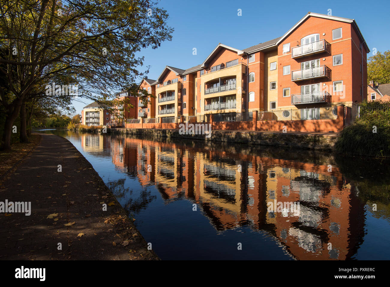 Canalside reflections in Nottingham City, Nottinghamshire England UK ...