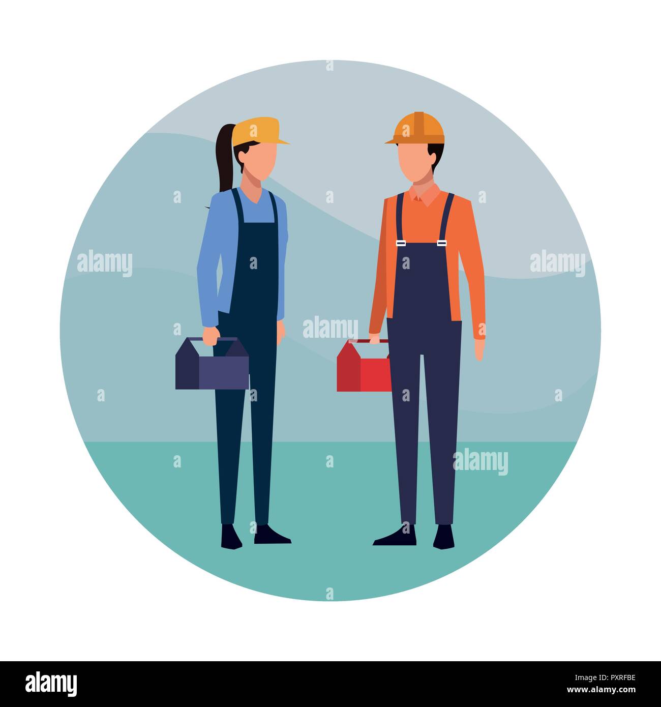 Construction workers round icon Stock Vector Image & Art - Alamy