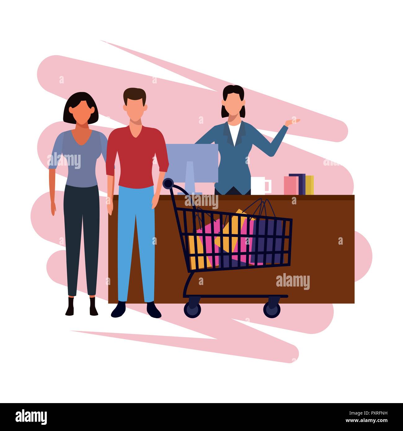 People shopping cartoon Stock Vector Image & Art - Alamy