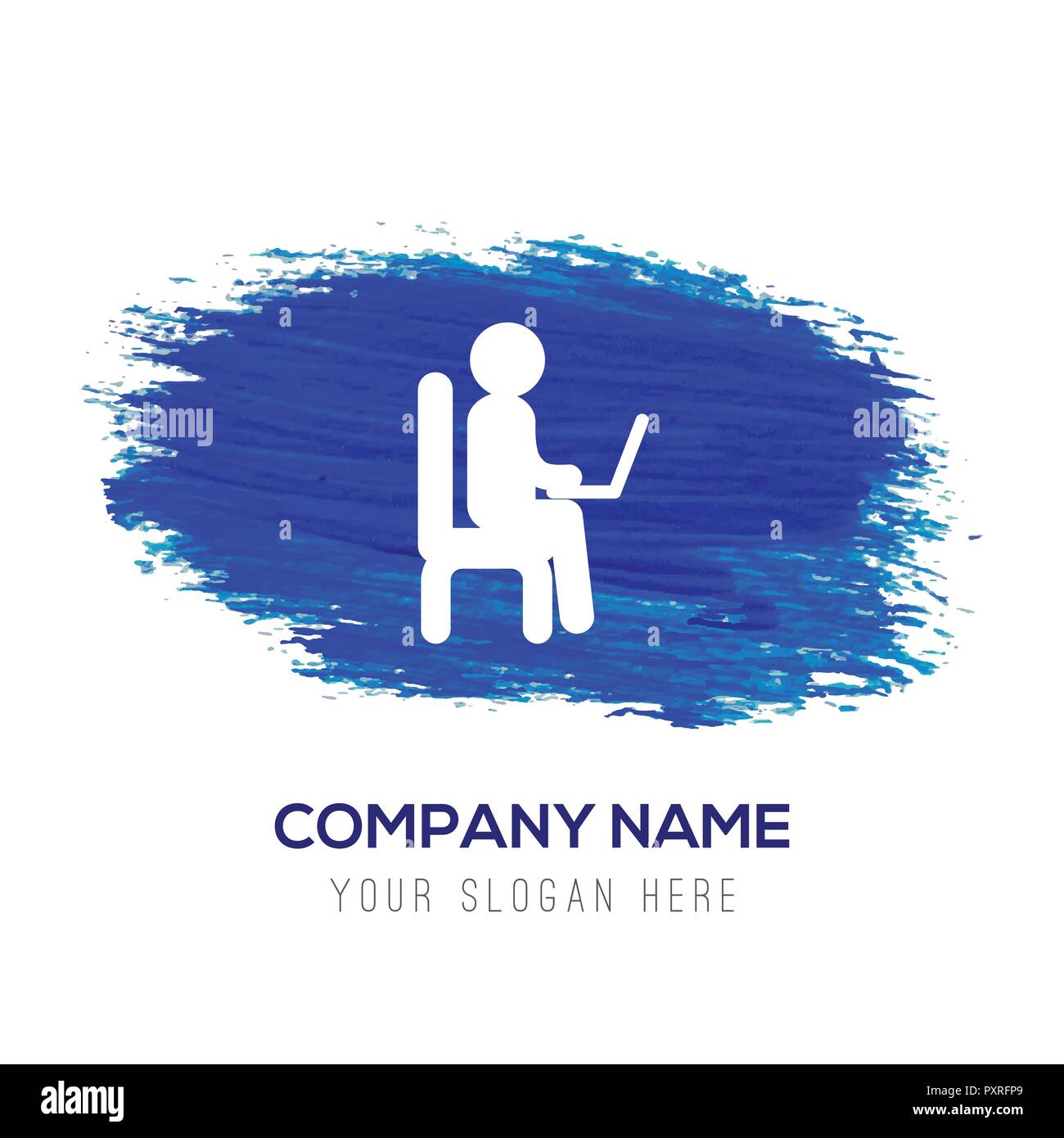 Business man working - Blue watercolor background Stock Vector Image ...