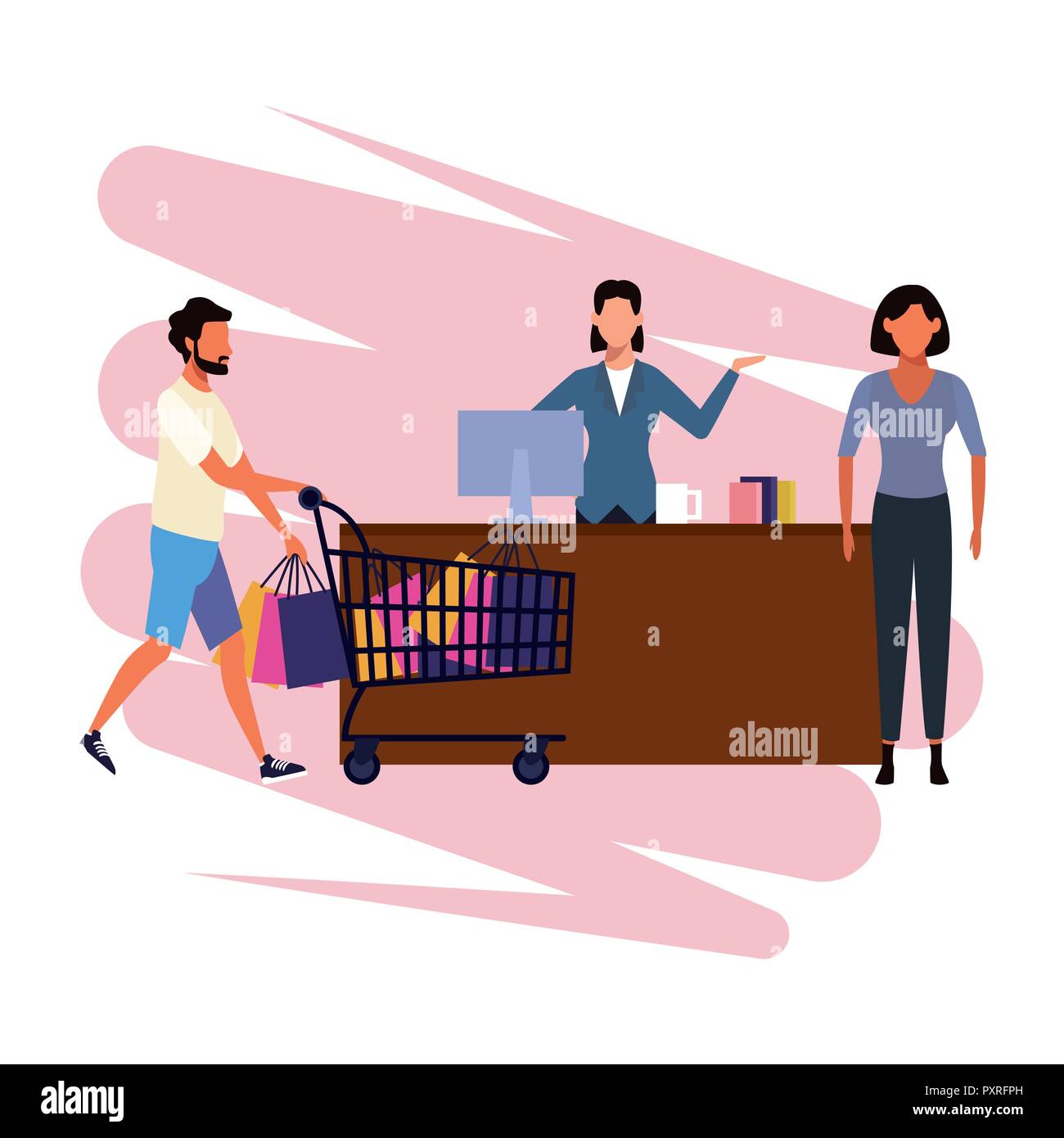 People shopping cartoon Stock Vector Image & Art - Alamy