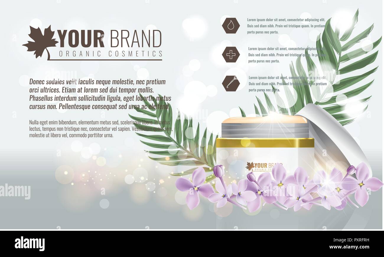 Vector illustration of Beautiful hydrating facial cream cosmetic ads on ...