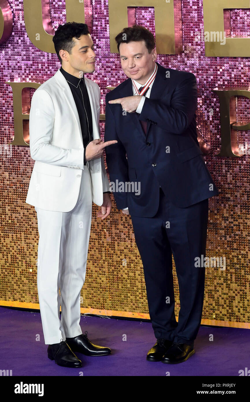 London, UK. 23 October 2018. Rami Malek (who plays Freddie Mercury) and ...