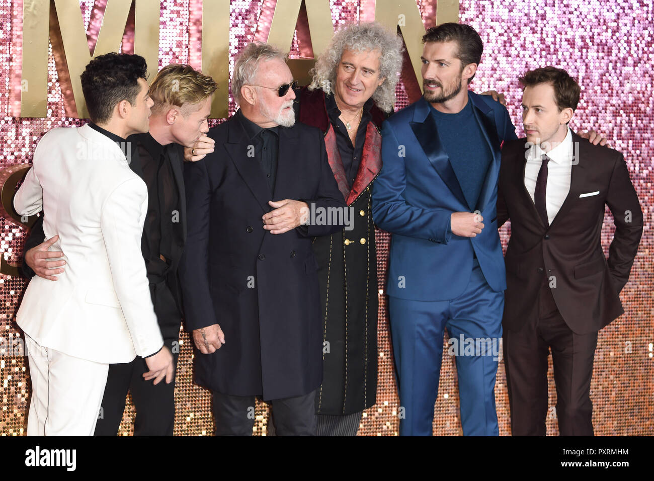 London, UK. 23rd October, 2018. Ben Hardy, Roger Taylor, Rami Malek ...