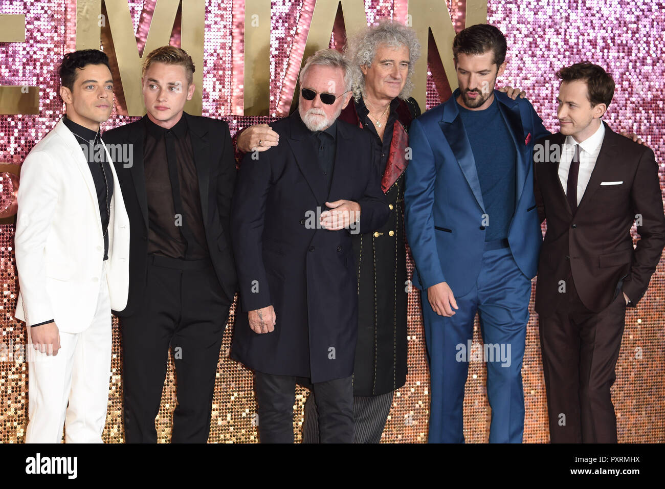 London, UK. 23rd October, 2018. Ben Hardy, Roger Taylor, Rami Malek ...
