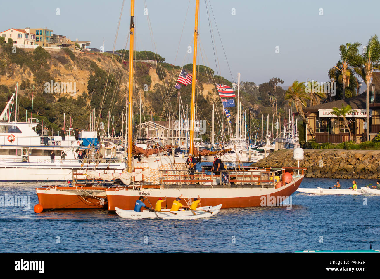 Dana Point California USA 23rd Oct. Canoes and spectators welcome the ...